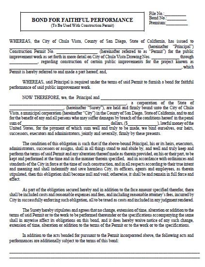 The Ultimate Guide to Chula Vista Faithful Performance Bond